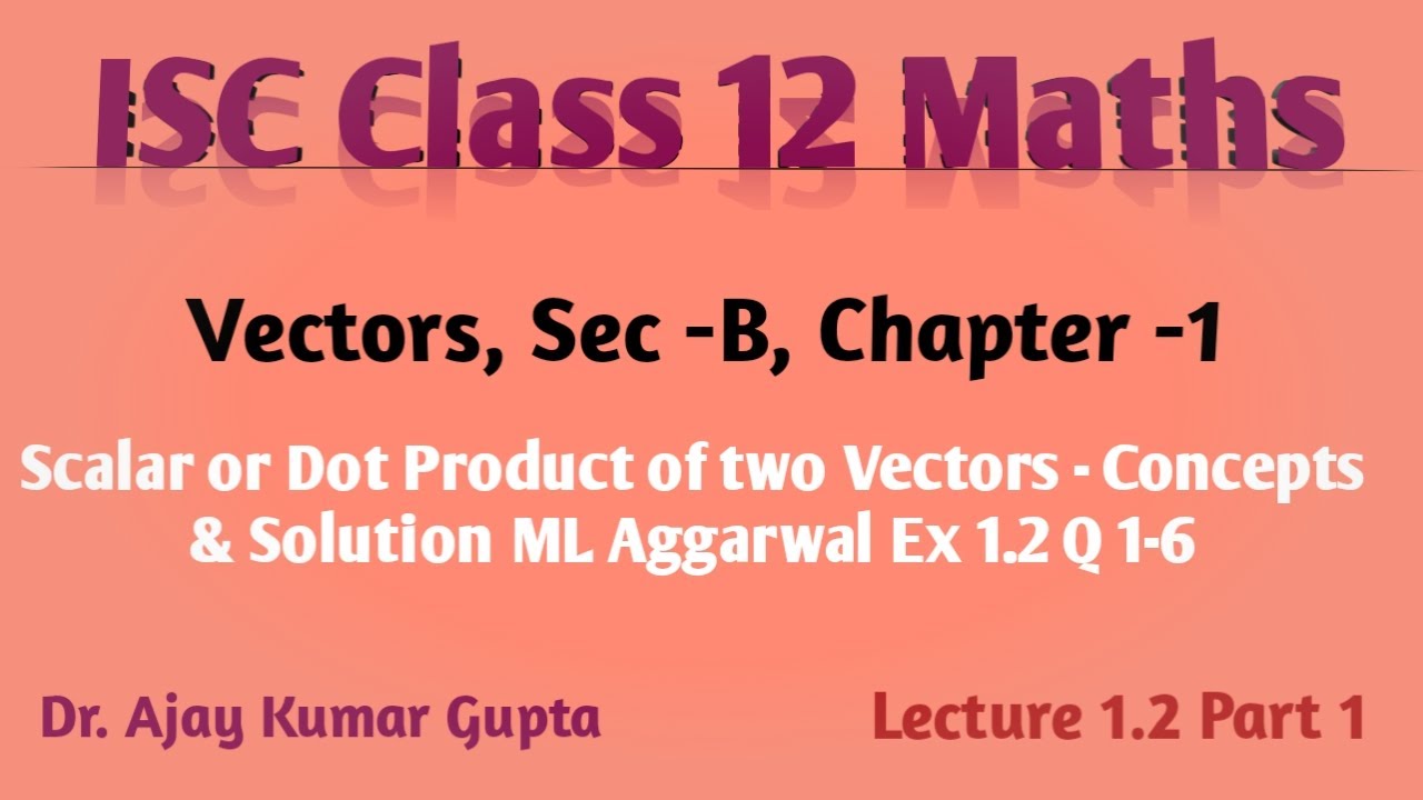 ISC Class 12 Maths: Mastering Scalar/Dot Product of Vectors | Concepts ...