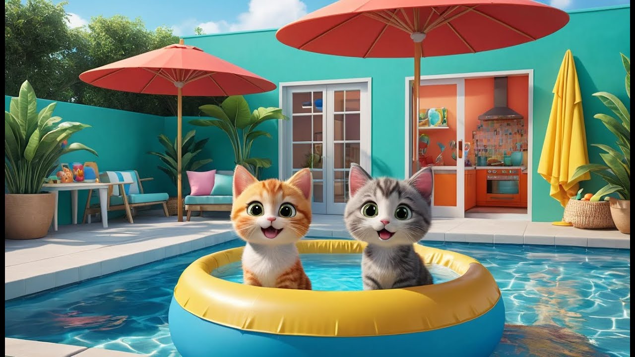 Six Silly Kittens Jumping in the Pool | Fun Kitten Song for Kids ...