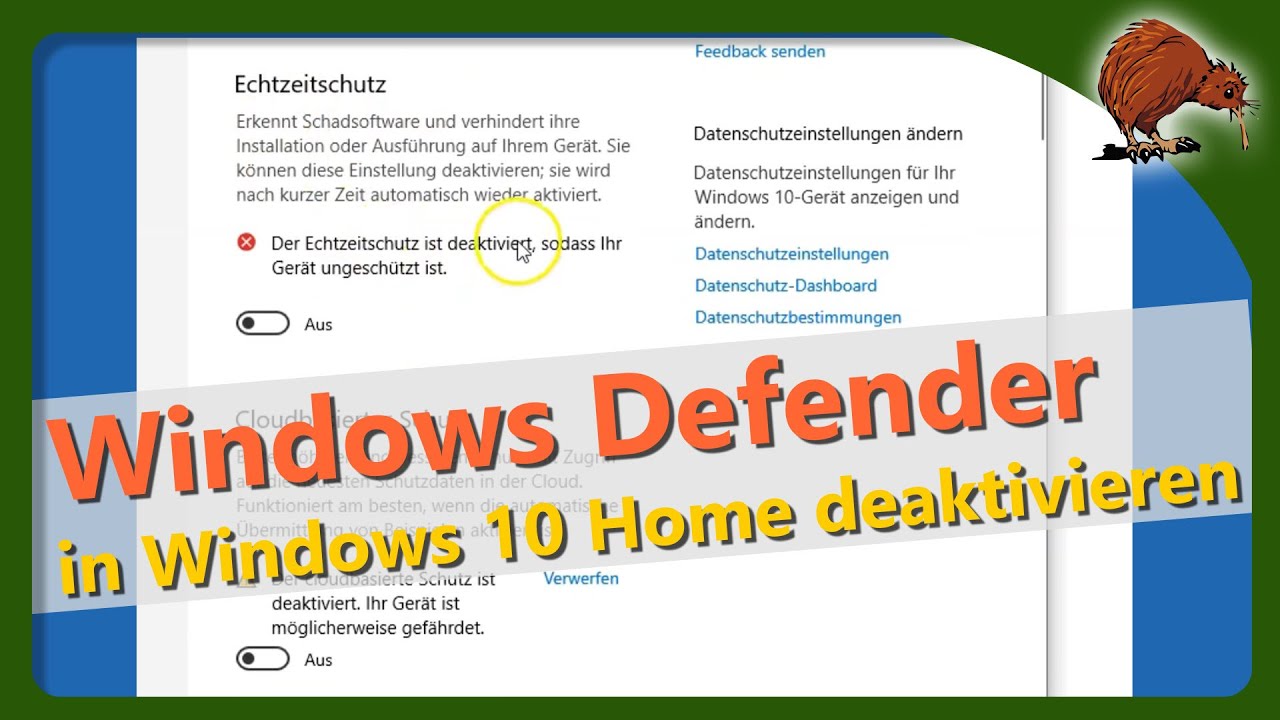 Windows Defender in Windows 10 Home ab 1903 deaktivieren - YouTube