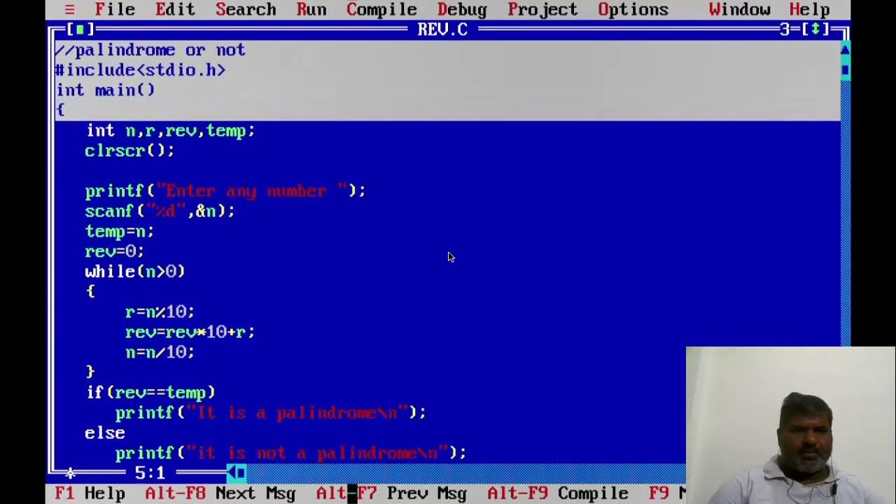 C431 Palindrome Or Not While Loop C Language For Beginners Dr Kaja Masthan Youtube