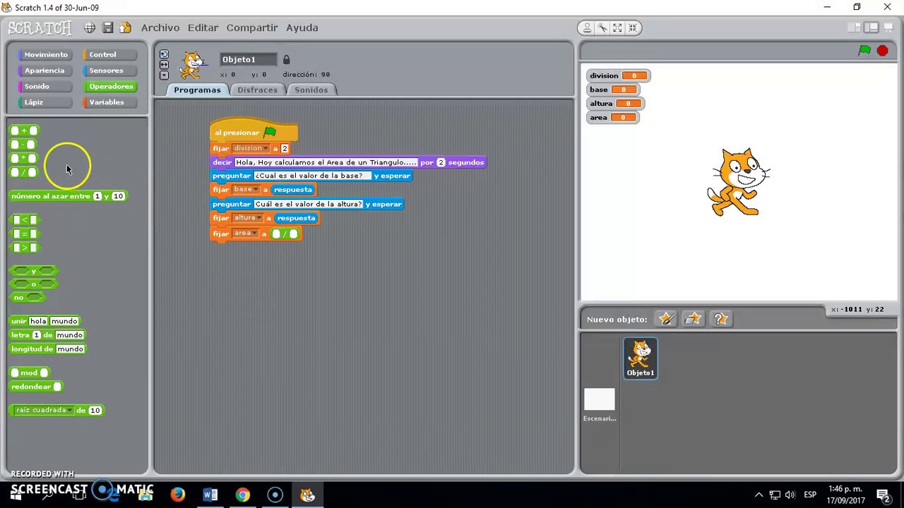 Scratch: Área de un Triángulo - YouTube