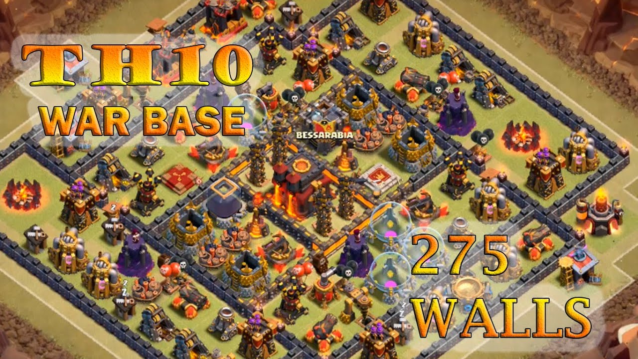 CLASH OF CLANS | TOWN HALL 10 (TH10) | 275 WALLS | BEST CLAN WAR BASE ...