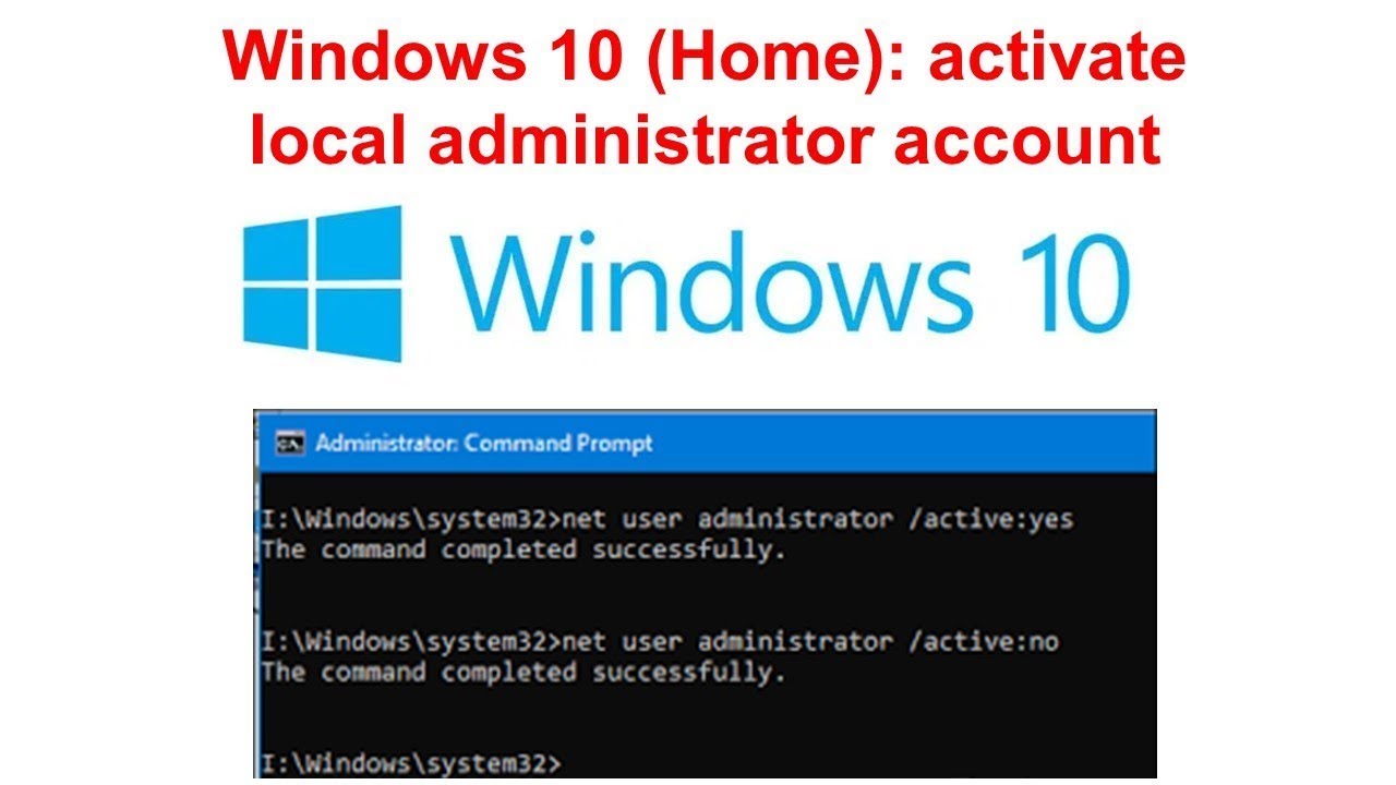 windows 10 home edition enable administrator account - YouTube