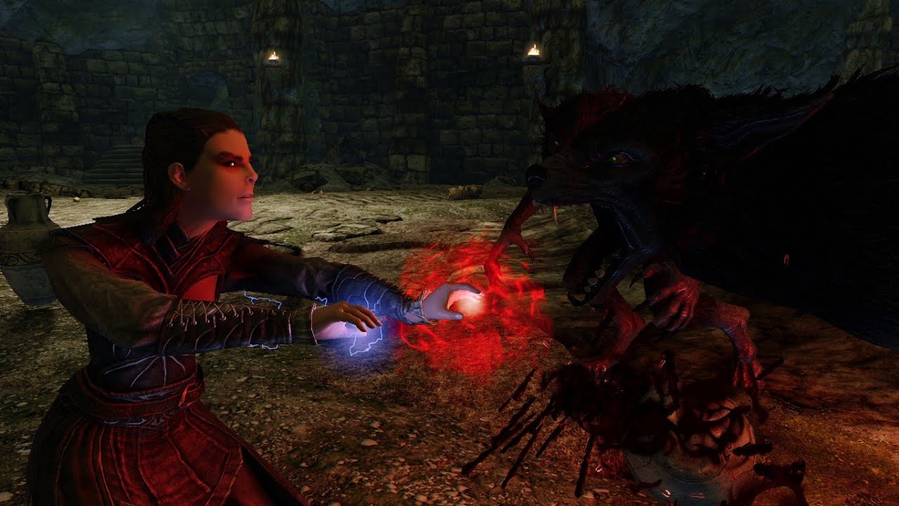 Nightlord Vampire vs 3 Werewolf Beastmaster | Skyrim - YouTube