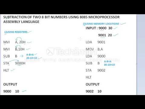 Subtraction of two 8 bit numbers using 8085 microprocessor assembly ...