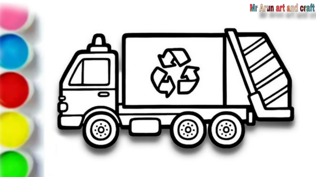 🚛 How to Draw a Garbage Truck | Easy Recycling Truck Drawing Step by ...