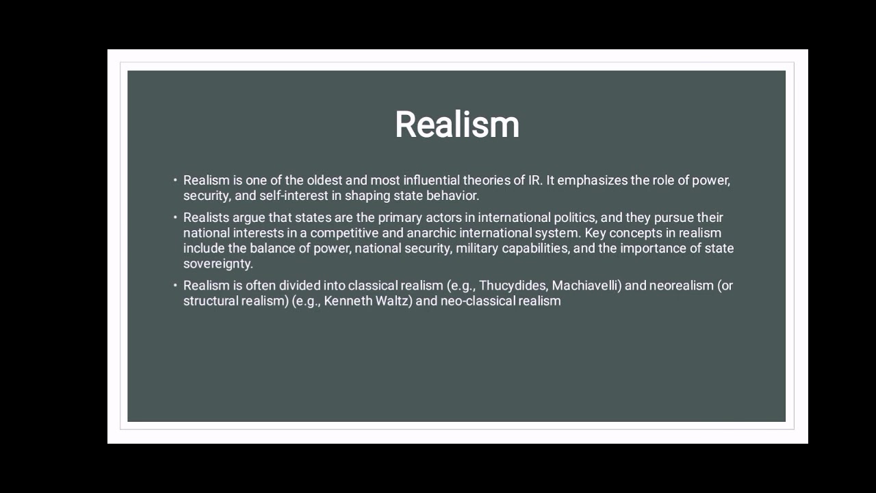 Theories of International Relations (IR). Realism, neorealism - YouTube