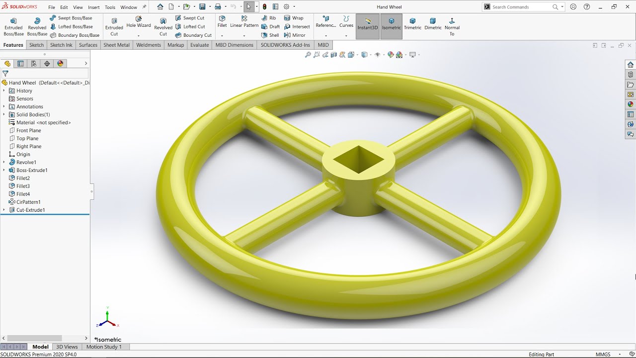 Hand Wheel in SolidWorks. [Volante] - YouTube