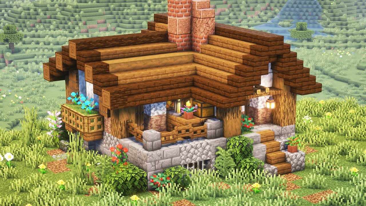 Little house in minecraft with basement - YouTube