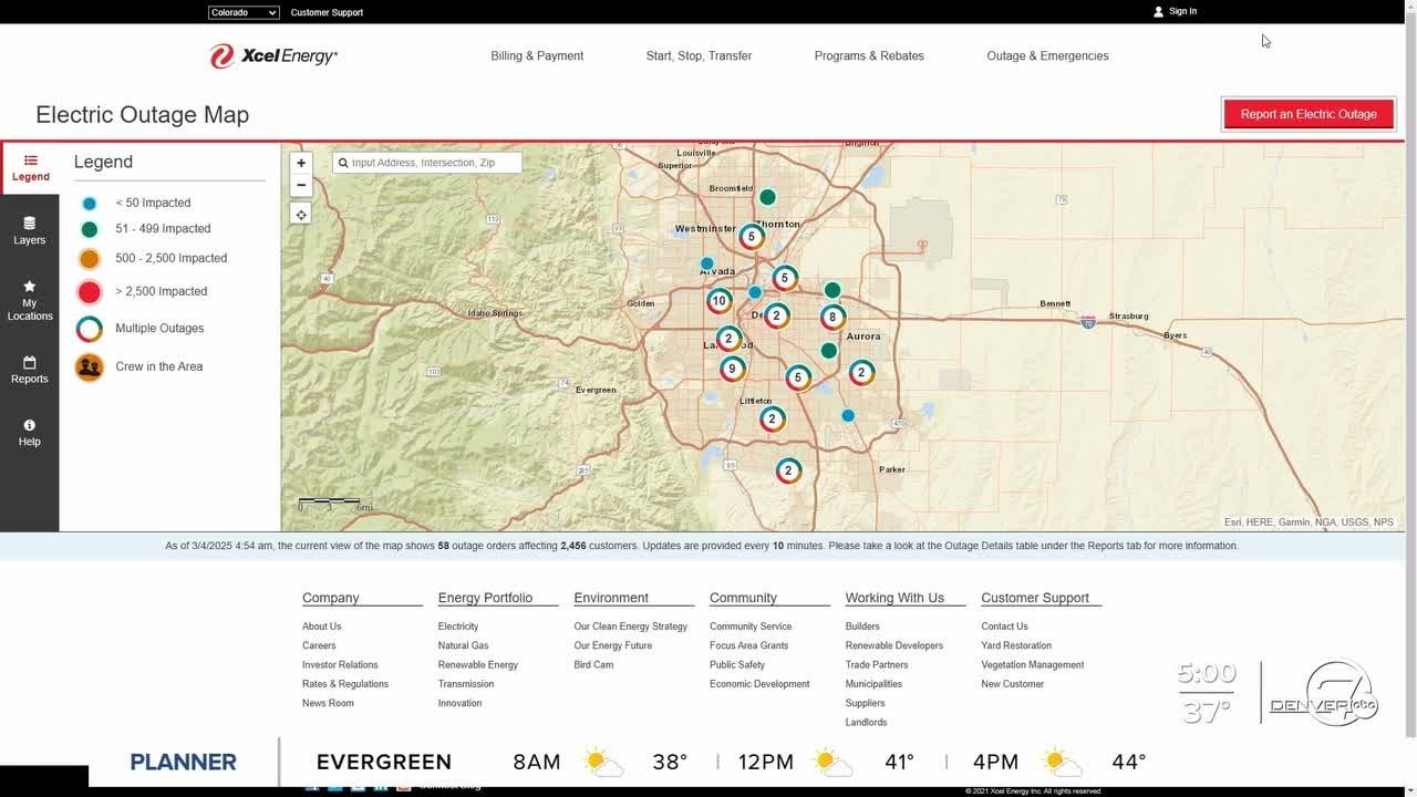Thousands of Xcel Energy customers without power across the Denver ...