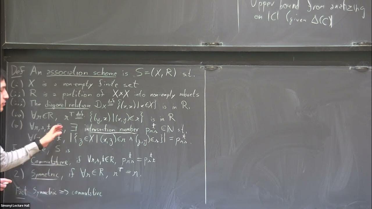 Association schemes and codes I: The Delsarte linear program - Leonardo Coregliano - YouTube