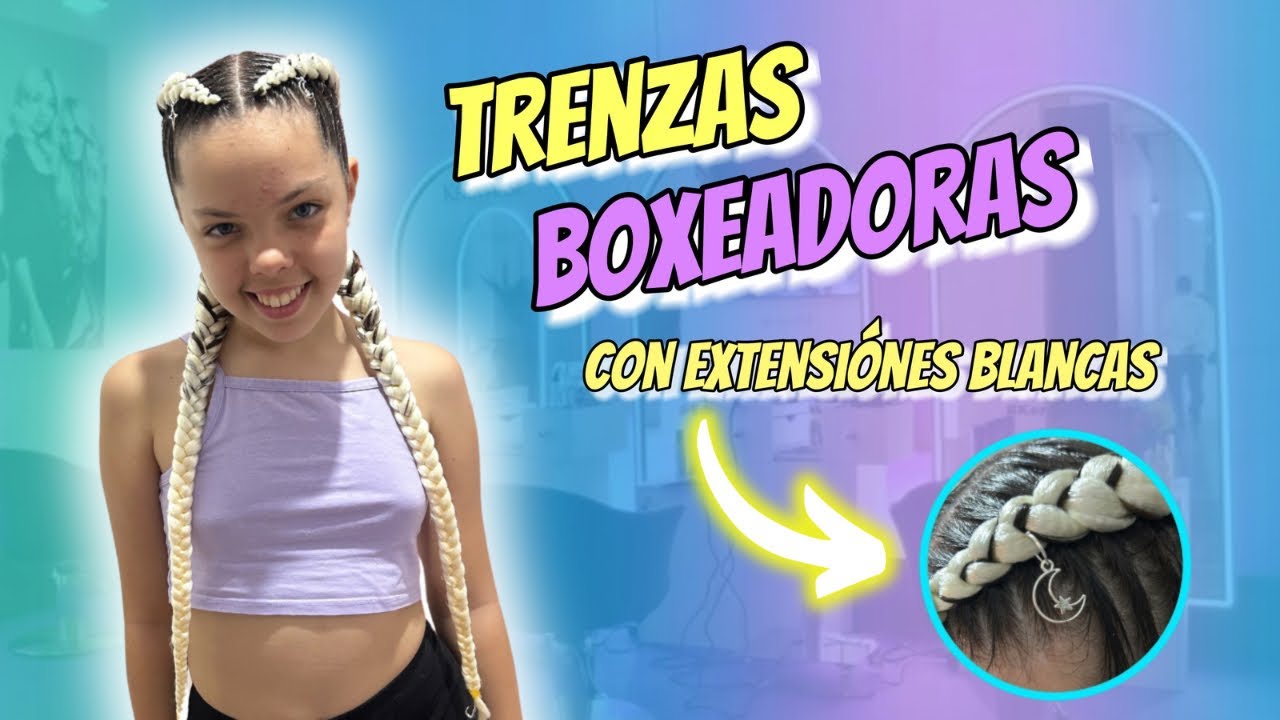 TRENZAS BOXEADORAS CON EXTENSIONES BLANCA 👱‍♀️PASO A PASO 🪮 - YouTube