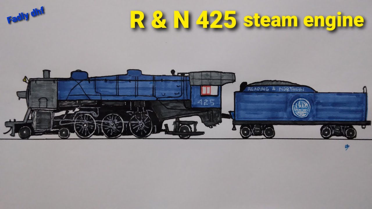 Reading and Northern Steam Engine 425 | how to draw Reading and ...