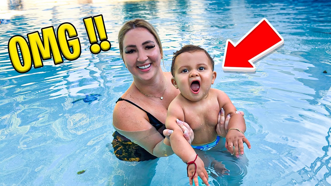 Teaching BABY ROMAN How To SWIM... (ADORABLE) - YouTube