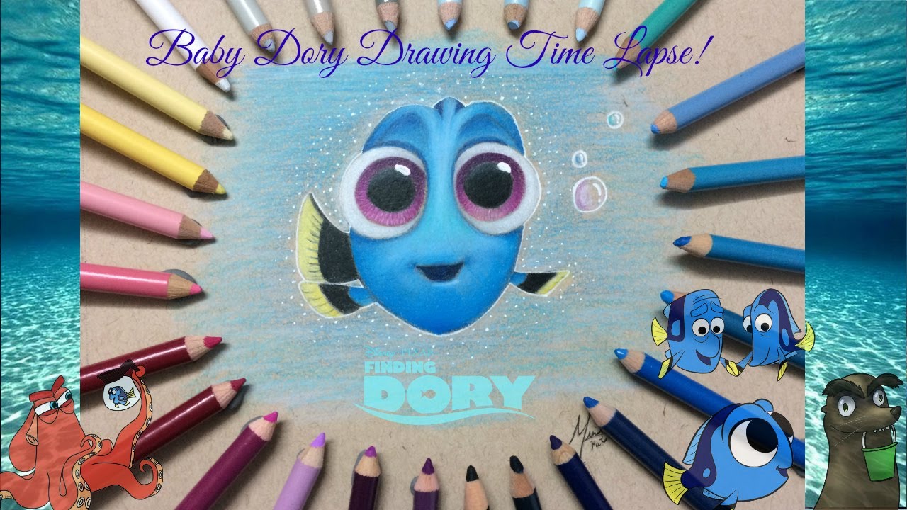 BABY DORY Drawing Time Lapse~Disney's Finding Dory!!! - YouTube