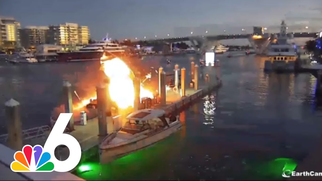 Video captures moments boat exploded at a Fort Lauderdale marina - YouTube