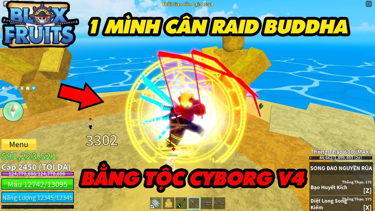 Thử Cân Raid Phật Tổ Bằng Trái Human + Tộc Cyborg V4 || Blox Fruits ...