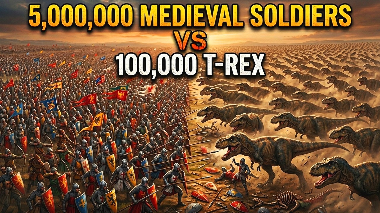 Can 5,000,000 Medieval Soldiers Defeat 100,000 T-Rex ? - YouTube