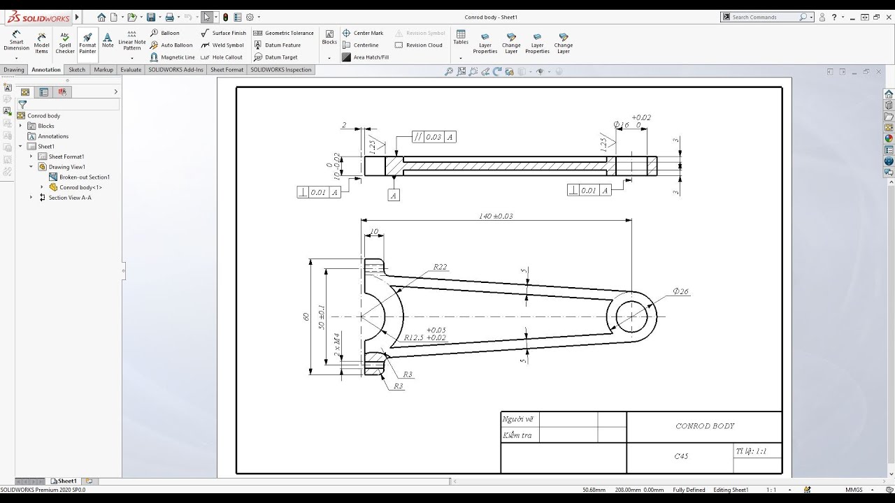 Broken-out Section in SolidWorks Drawing | Hình cắt riêng phần trên ...