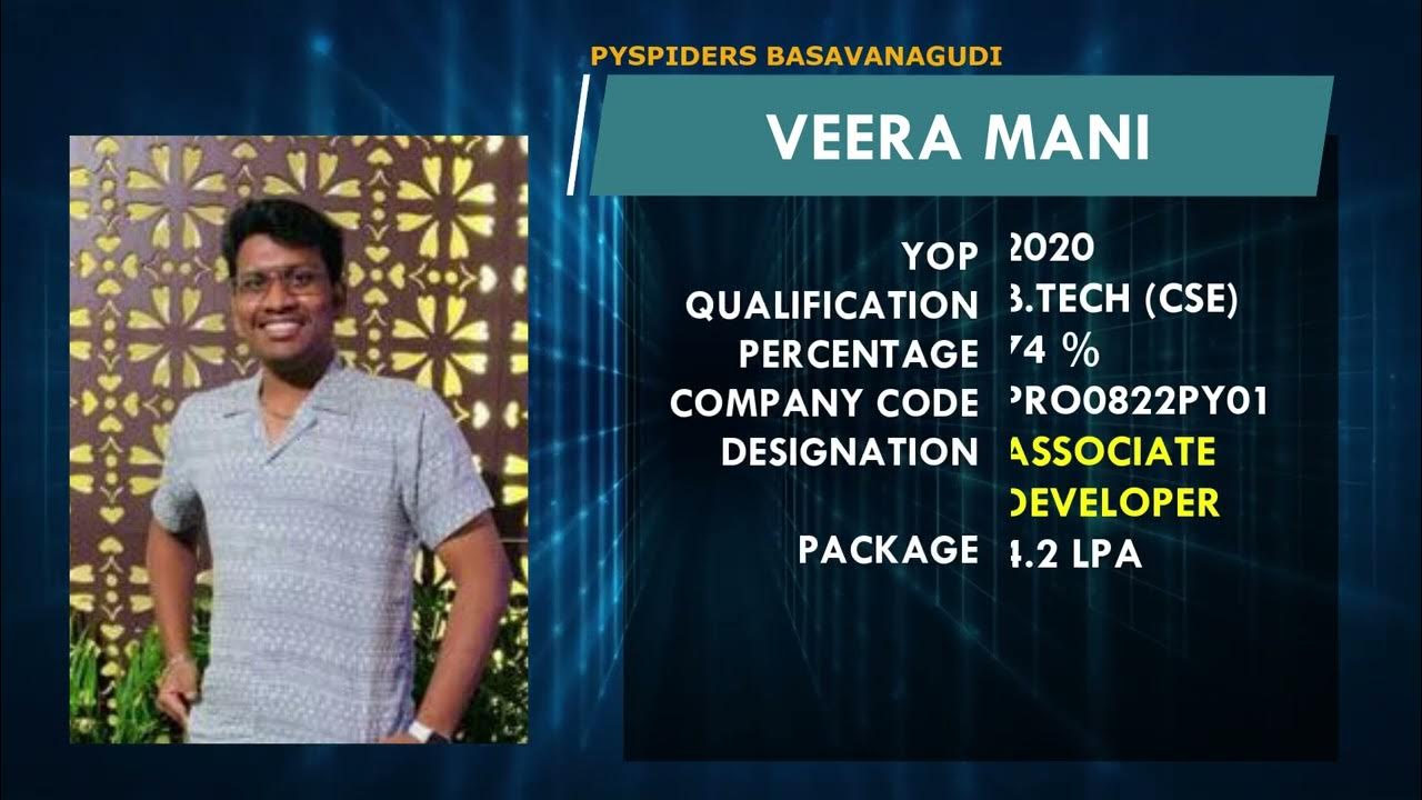 Got placed in as "ASSOCIATE DEVELOPER" | Pyspiders Basavanagudi | Congratulations VEERA MANI ...