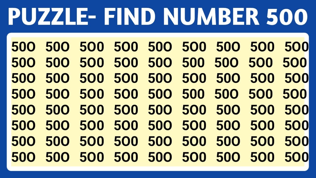 PUZZLE - CAN YOU FIND NUMBER "500" ? - YouTube
