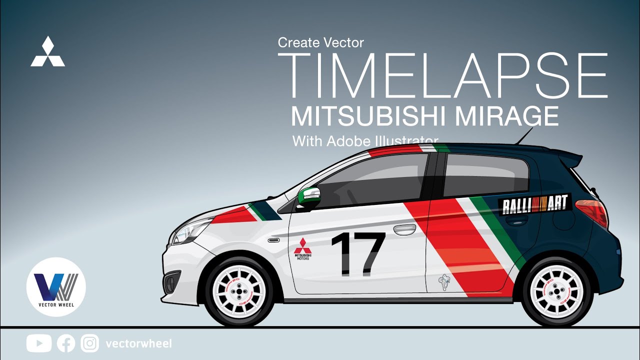 MITSUBISHI MIRAGE RALLIART/TIMELAPSE Create Vector with Adobe ...