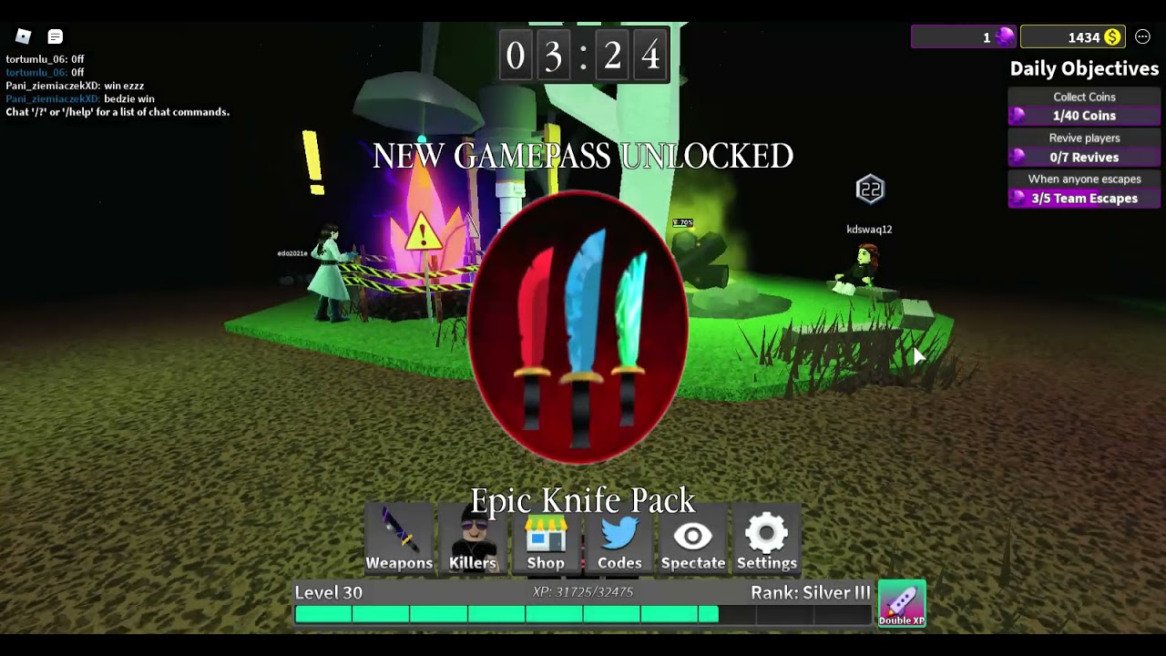 Survive The Killer Buying Epic Knife Pack Passes - YouTube