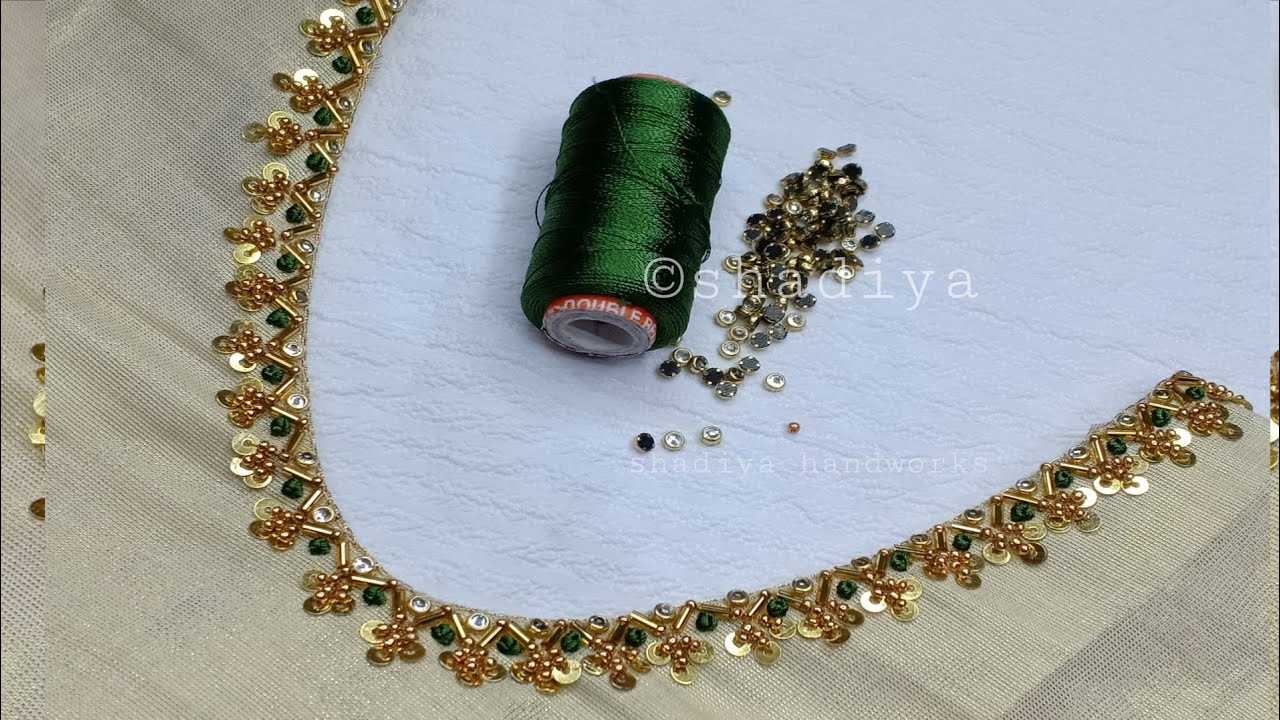 very very easy normal needle simple neck embroidery|hand embroidered ...