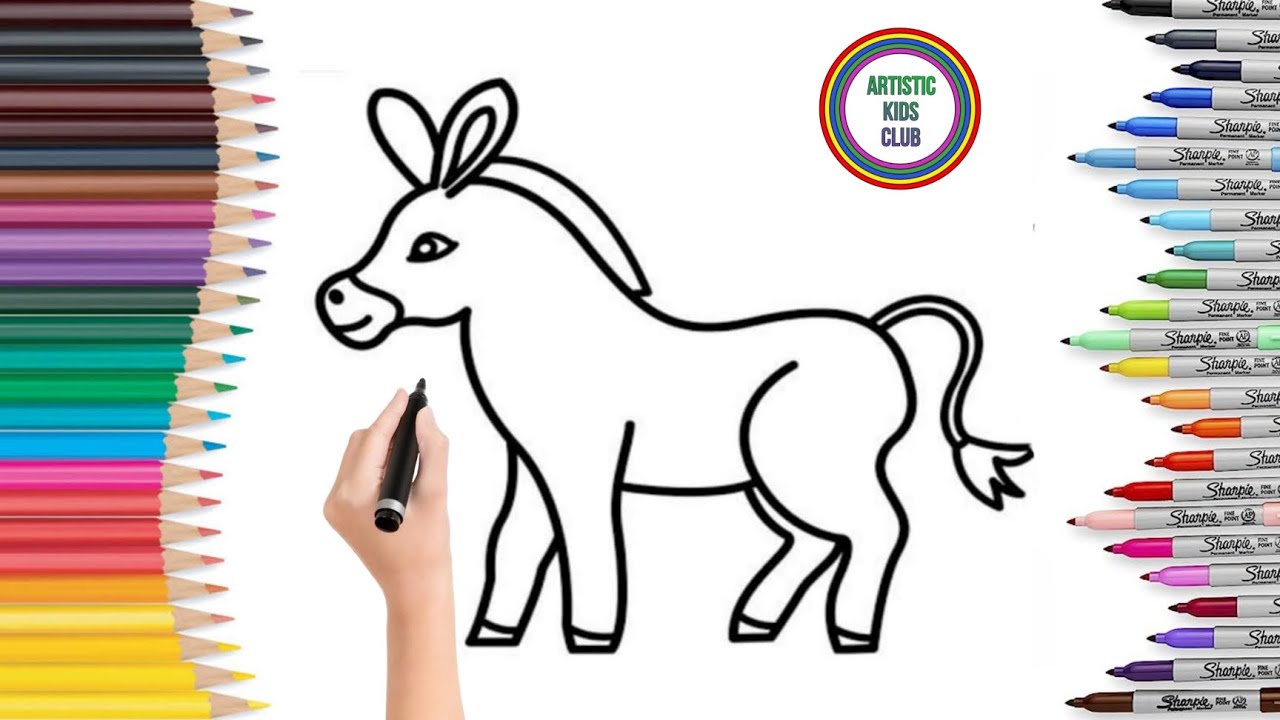 How To Paint A Donkey | Coloring For Kids & Toddlers By | Artistic Kids ...