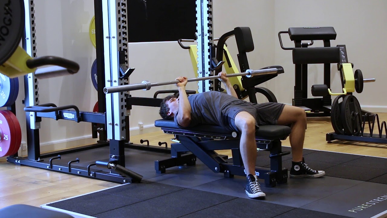 Flat BB Bench Press Close Grip - YouTube