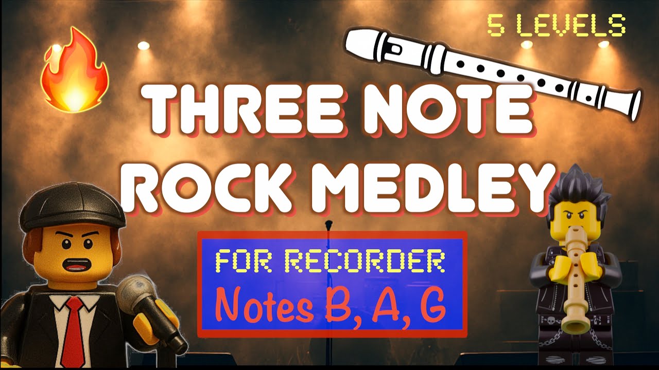 🎶 Kids Recorder Play-Along | Three Note Rock Medley – 5 Classic Songs ...