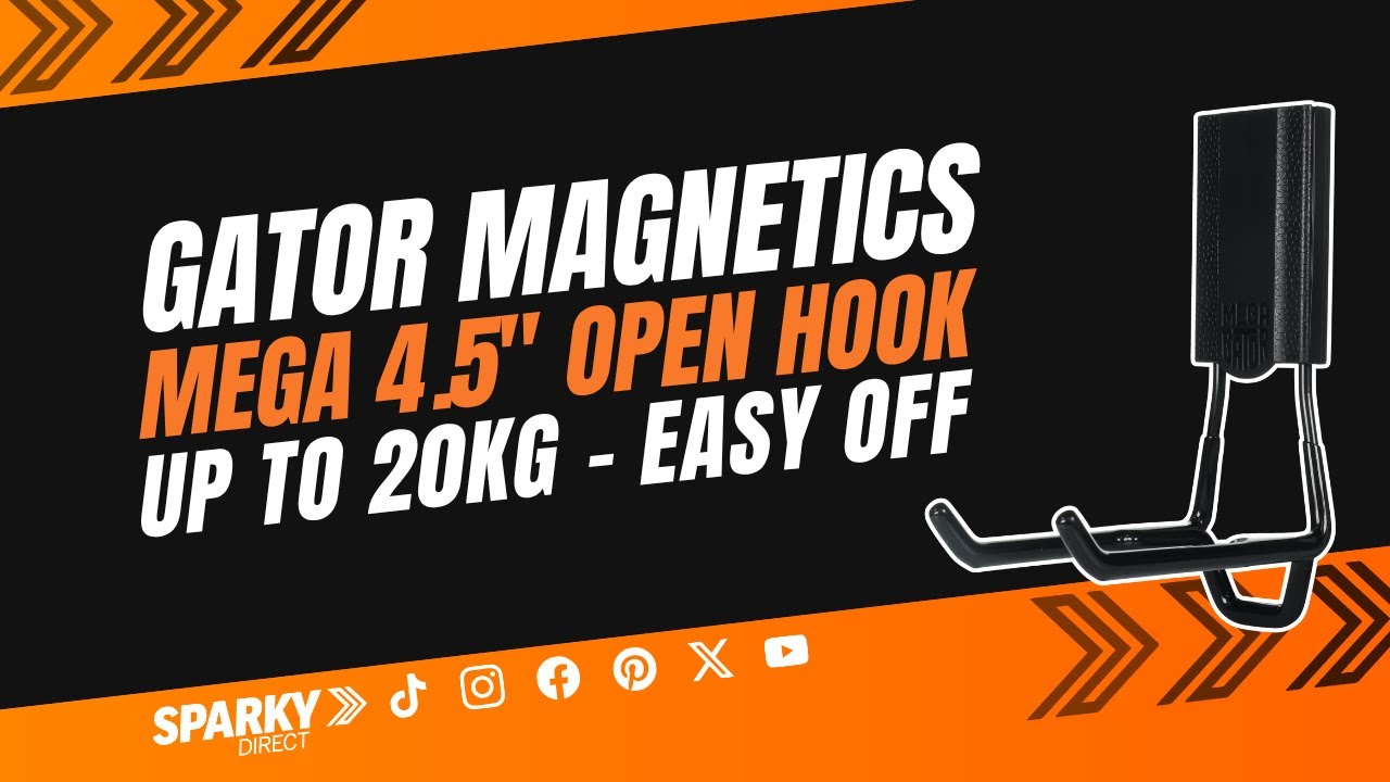 Gator Magnetics 300037 | MEGA 4.5" Open Hook 20kg Capacity | Black ...