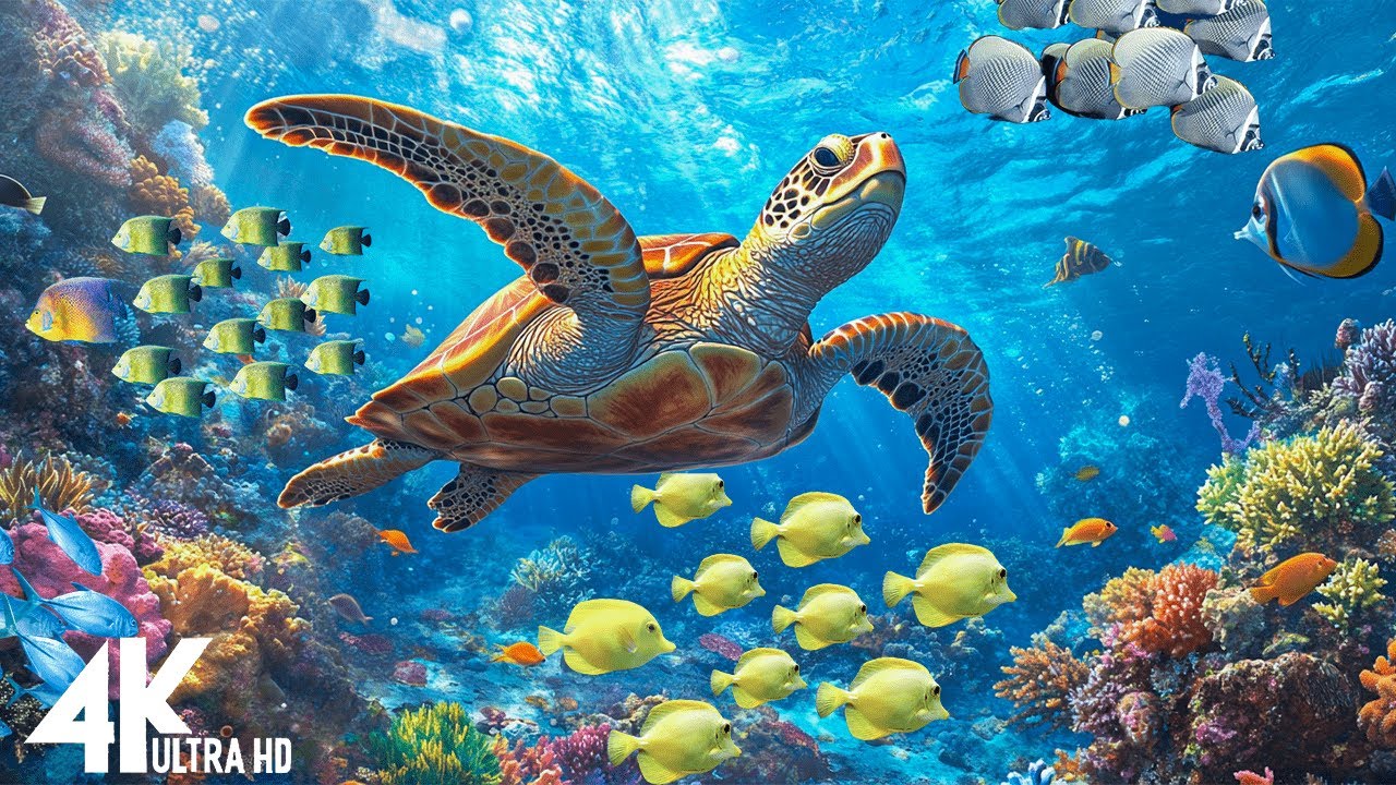 4K Underwater Wonders + Relaxing Music - Coral Reefs & Colorful Sea ...