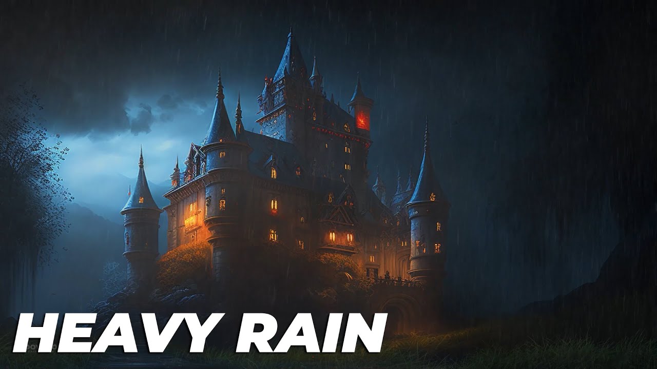 Heavy Rain on Old Castle with Thunder Sounds┇Help with Sleep Disorders ...