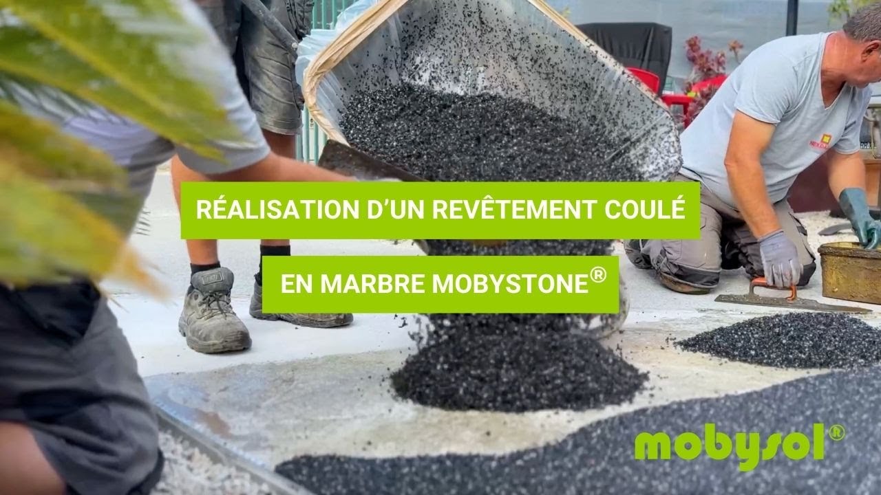 Réalisation d’un revêtement en marbre Mobystone® | Mobysol - YouTube