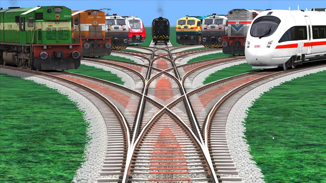 Heavy Trains Crossing Rough & Bumpy Railroad | Train Simulation ...