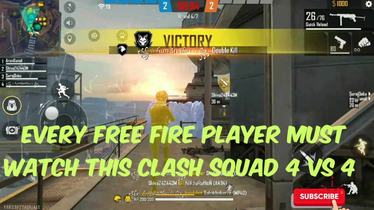 Every Free Fire player must watch this clash squad 4 vs 4 | free fire ...
