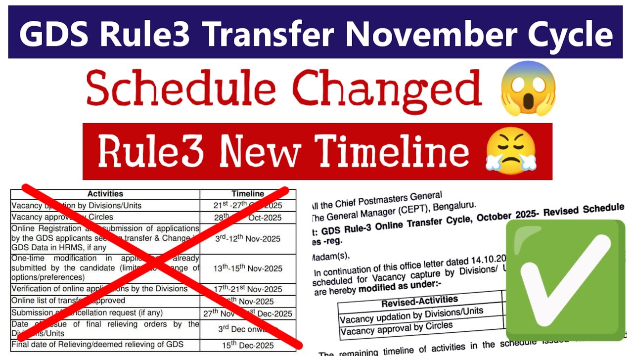 GDS Rule3 Transfer Schedule Changed | November 2025 Cycle new Timeline ...
