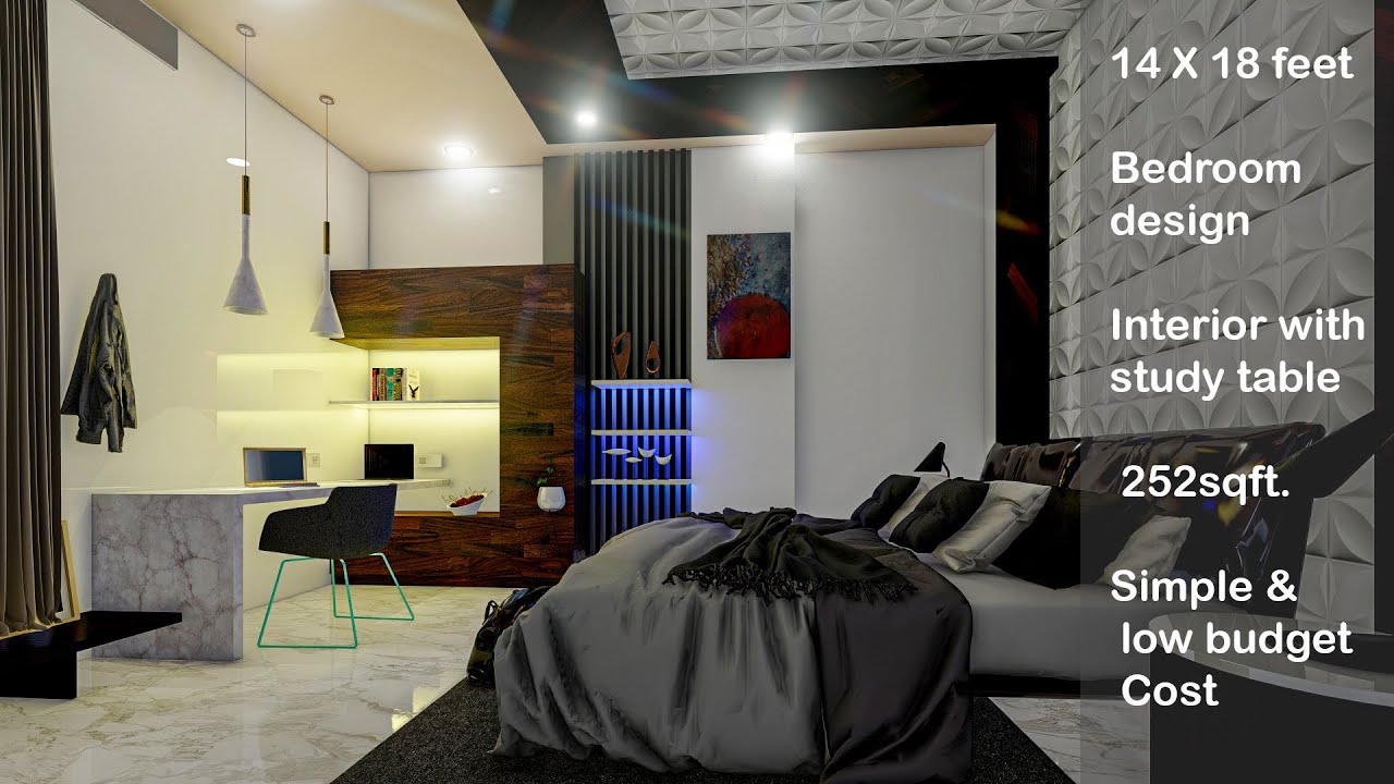 14 X 18 Bedroom Design interior with Study Table ( 252sqft ) and ...
