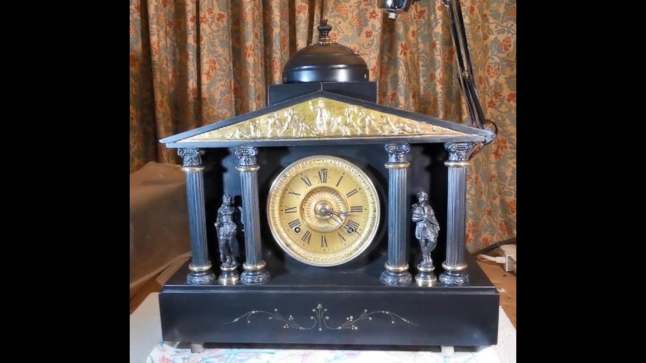 Antique Victorian Ansonia Style Slate Clock 73 Pt 3 Cleaning Movement ...