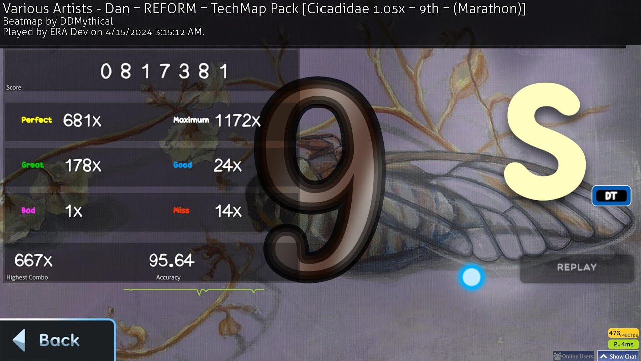 (osu!mania 4k) Cicadidae 1.05x DT (9th dan zeta!!11!!) - YouTube