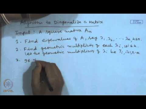 Mod-01 Lec-06 Method to Find Eigenvalues and Eigenvectors, Diagonalization of Matrices - YouTube