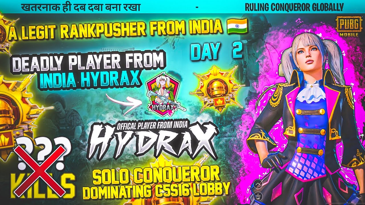 🔥Day-2 🇮🇳 HYDRAX OFFICIALLY FROM INDIA DOMINATING GLOBALLY 🔱 • (??? KILLS) • PUBG MOBILE ...