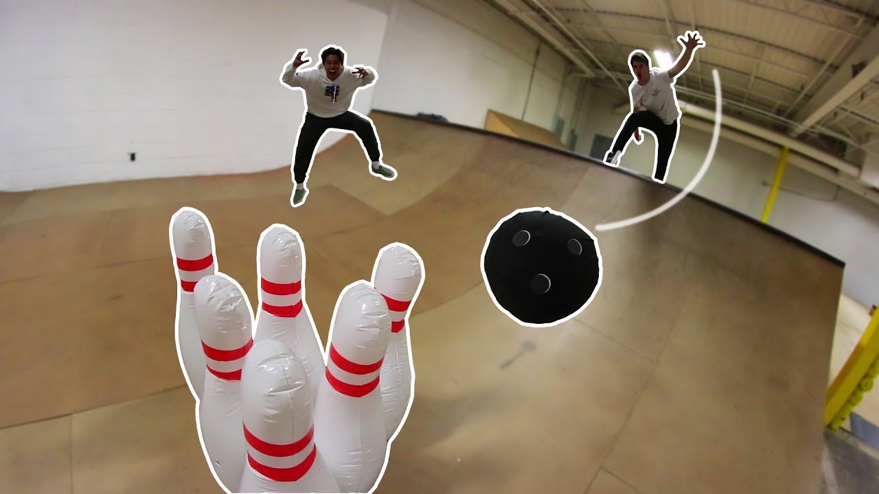 GIANT INFLATABLE BOWLING TRICK SHOTS! - YouTube