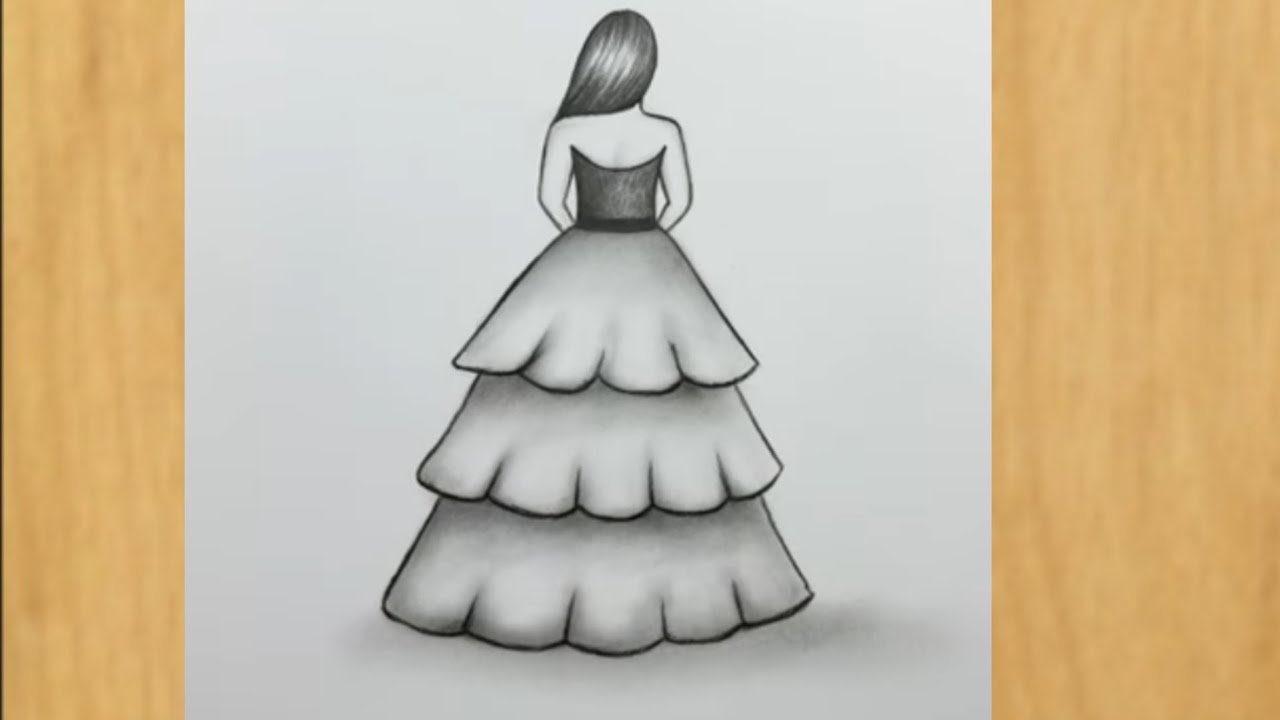 How to Draw a Girl in an Easy Dress || Easy Pencil Drawing of a Girl ...