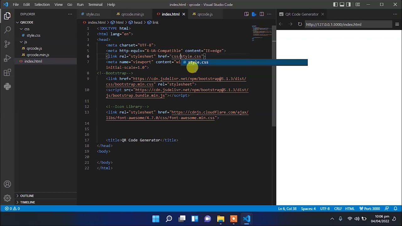 Adding Bootstrap, CSS and Js Library to project - QR Code Generator For Web and APP - YouTube