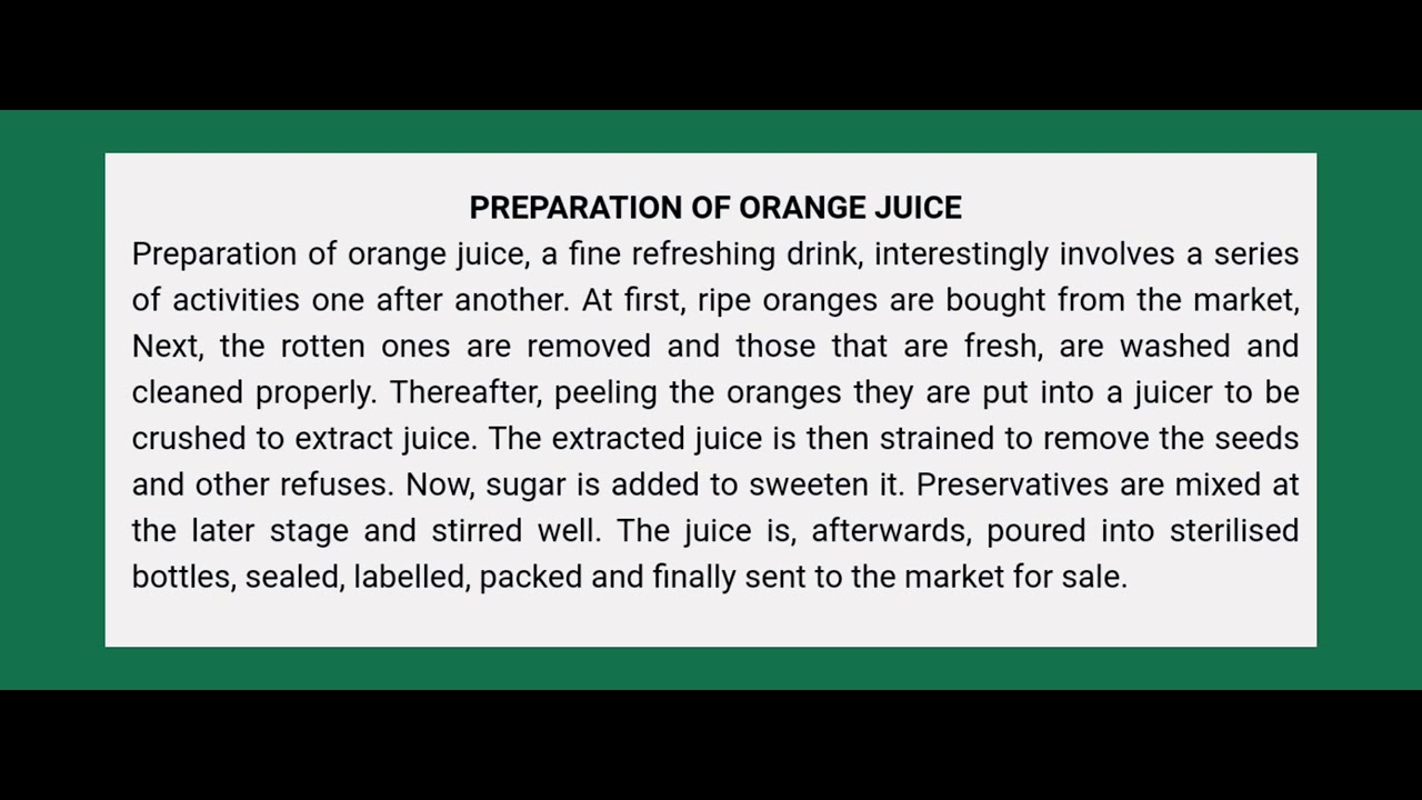 PARAGRAPH WRITING PREPARATION OF ORANGE JUICE - YouTube
