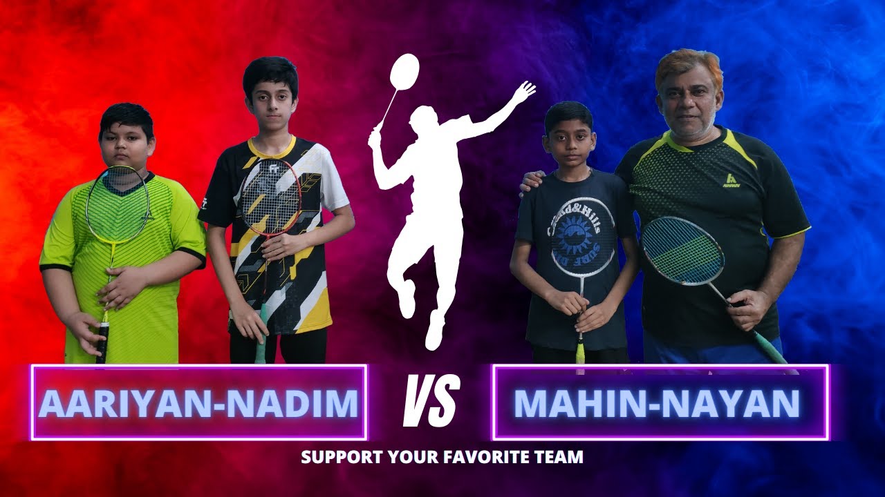 Junior Badminton Fun with Coach Nayan | Aariyan, Nadim VS Mahin, Nayan ...