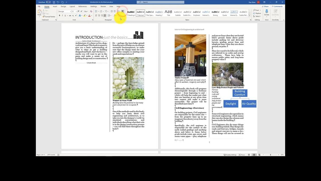 Insert page, section, and column breaks Column break CC - YouTube