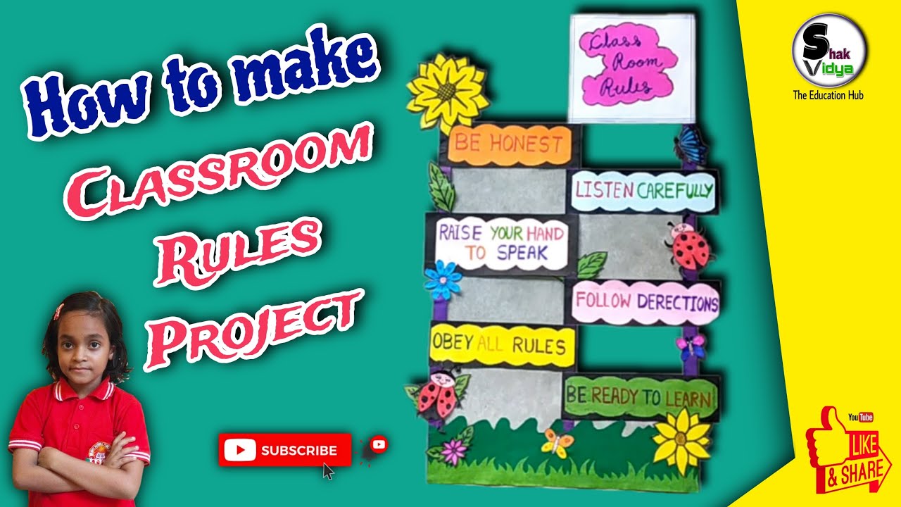 How to make CLASSROOM RULES Hanging Chart || DIY School Chart ...